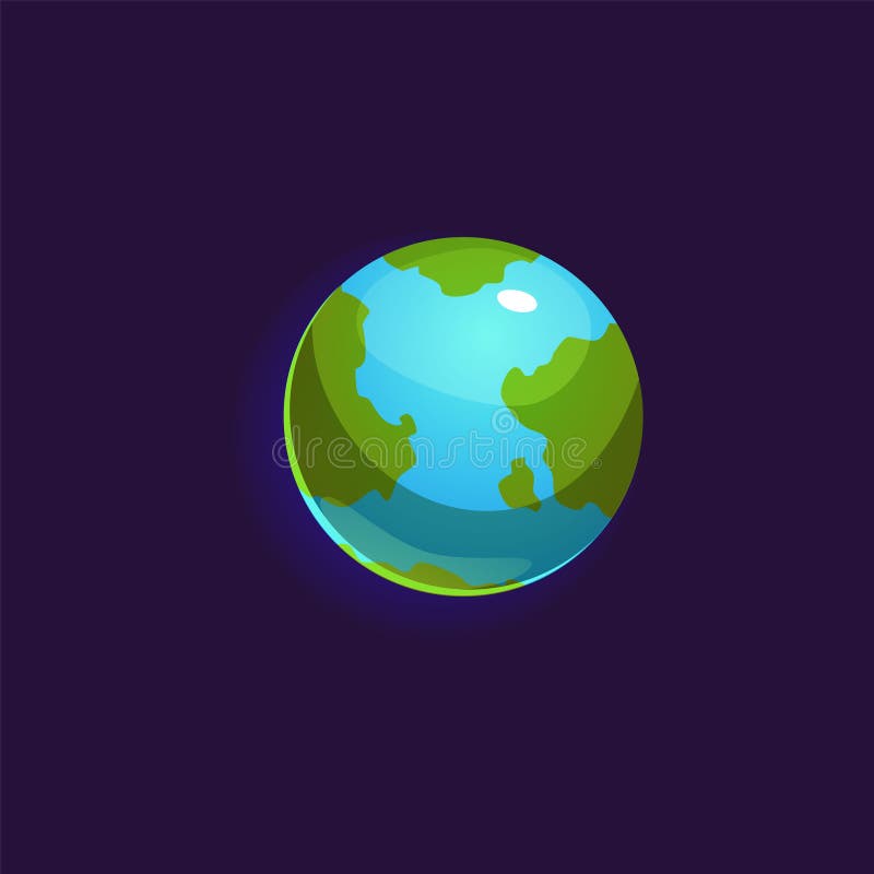 Vector Illustration of a Glossy Planet with Green and Blue Elements in ...