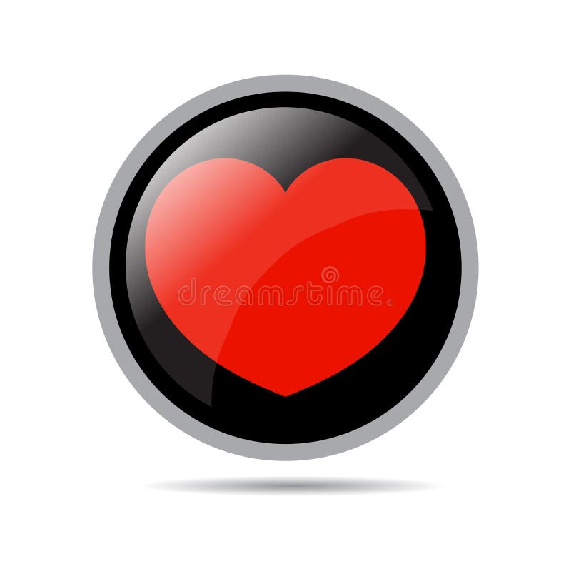 Red Heart Button Vector Illustration Stock Vector - Illustration of ...