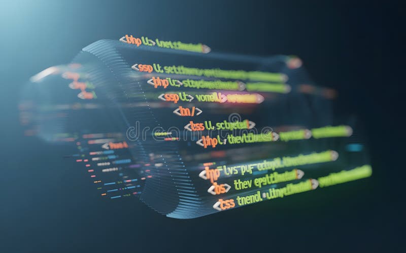 Futuristic HTML Code on Digital Screen Web Development and Programming Vector Illustration Stock ...