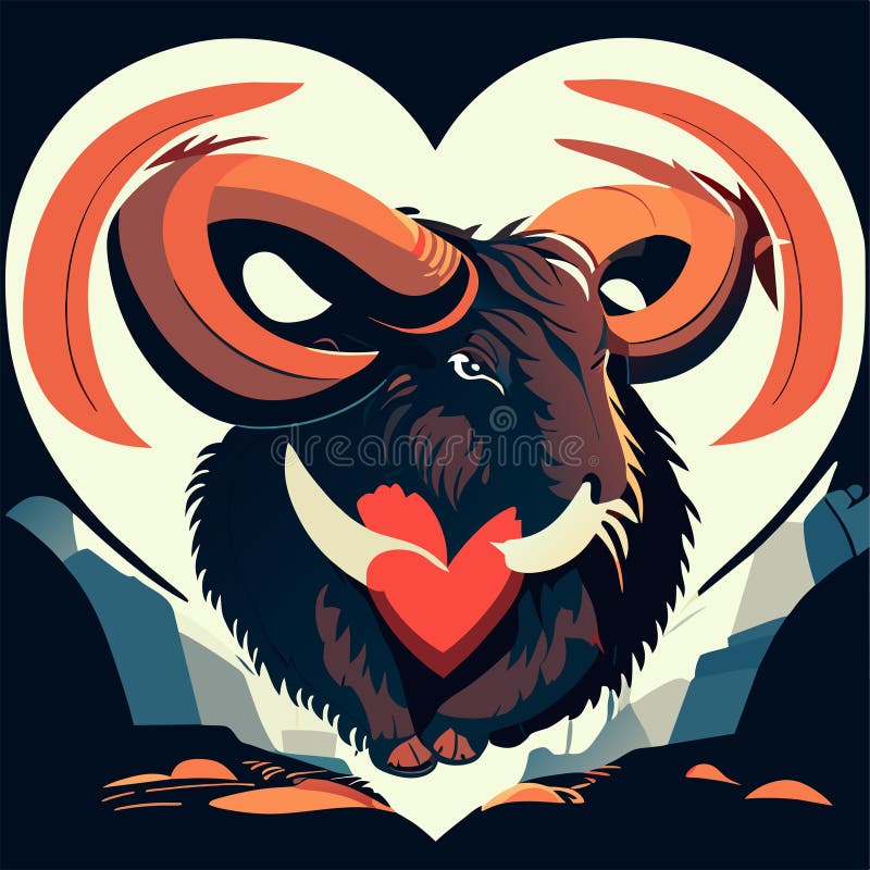 Vector Illustration of a Goat with a Heart in the Form of a Heart AI ...