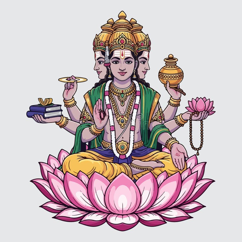 Vector Illustration of God Brahma Stock Vector - Illustration of ...