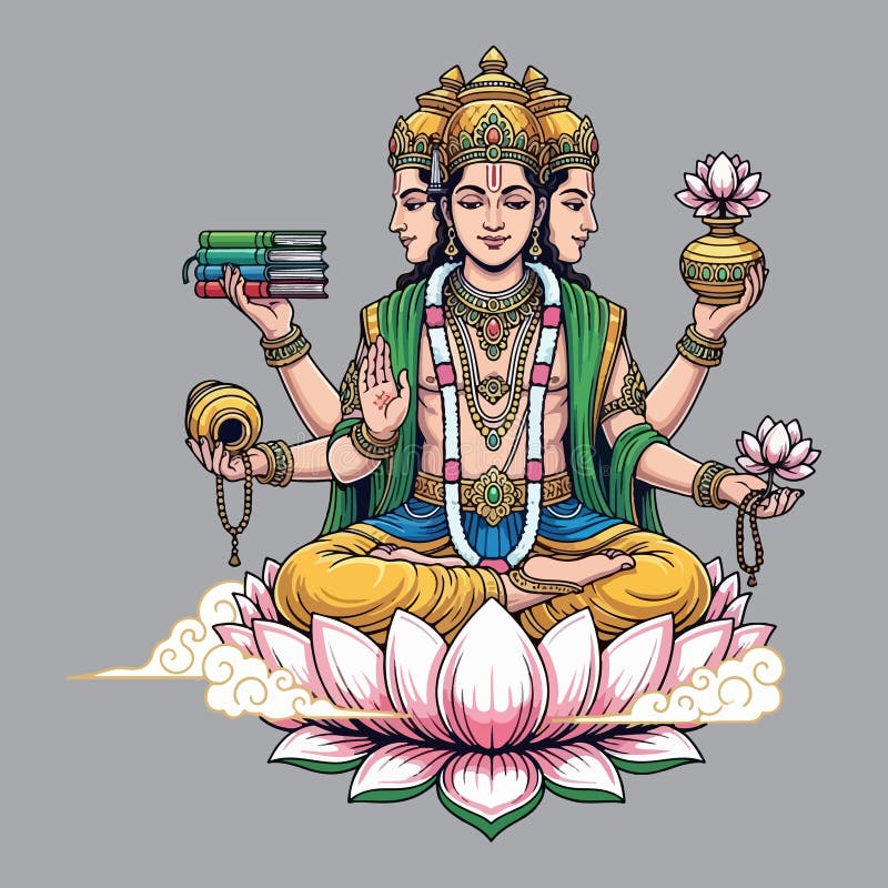 Vector Illustration of God Brahma Stock Vector - Illustration of ...