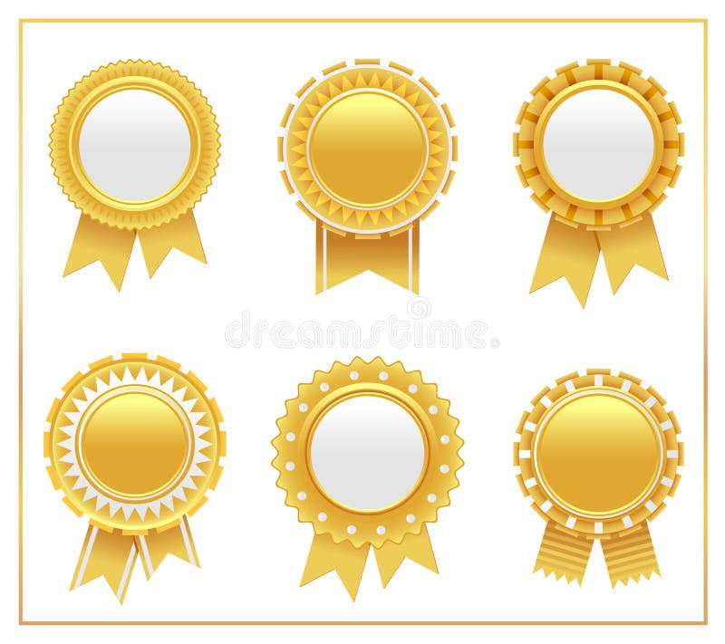 Vector Gold Award Rosette Set 1 Stock Vector - Illustration of ...