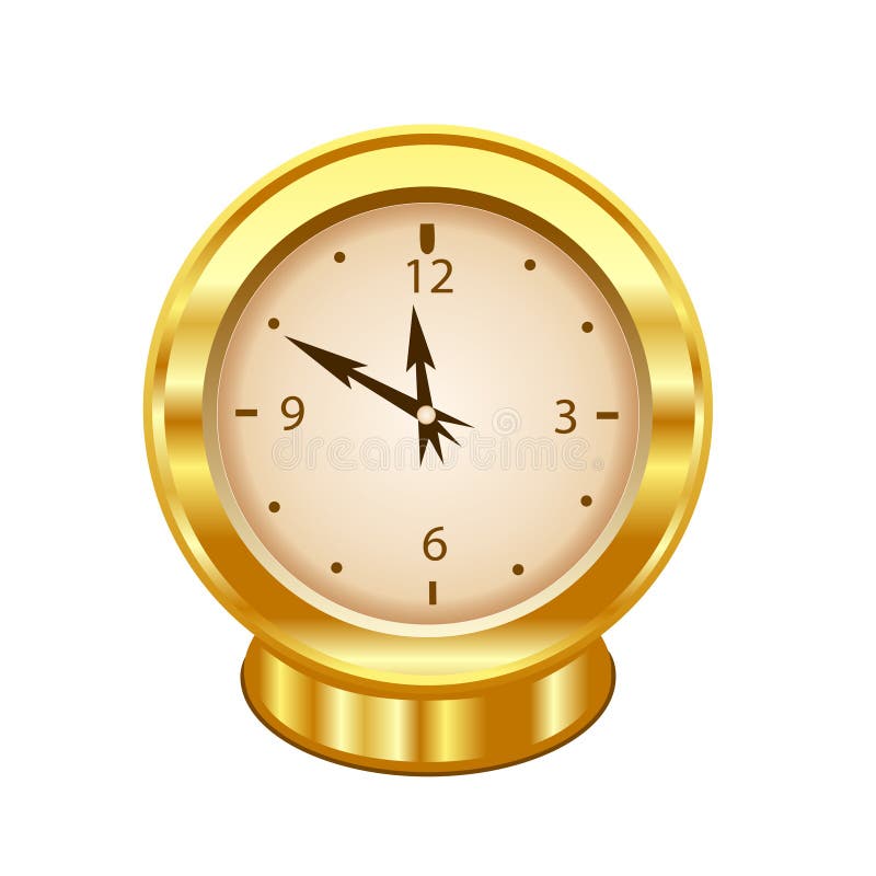Vector Illustration of a Gold Clock Stock Vector - Illustration of ...