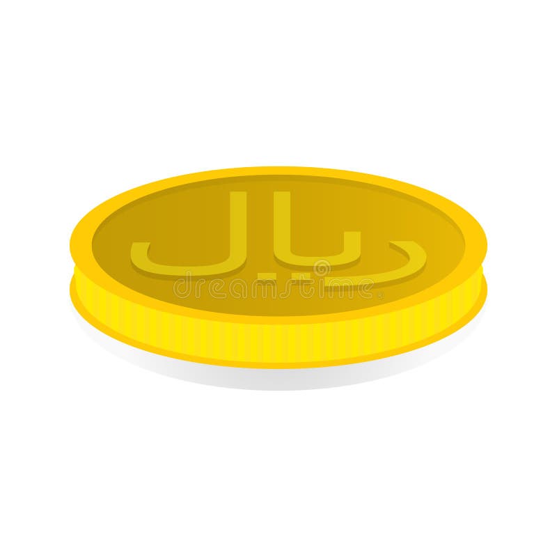 Vector Illustration of a Gold Coin with Symbol of Rial, Riyal Stock ...