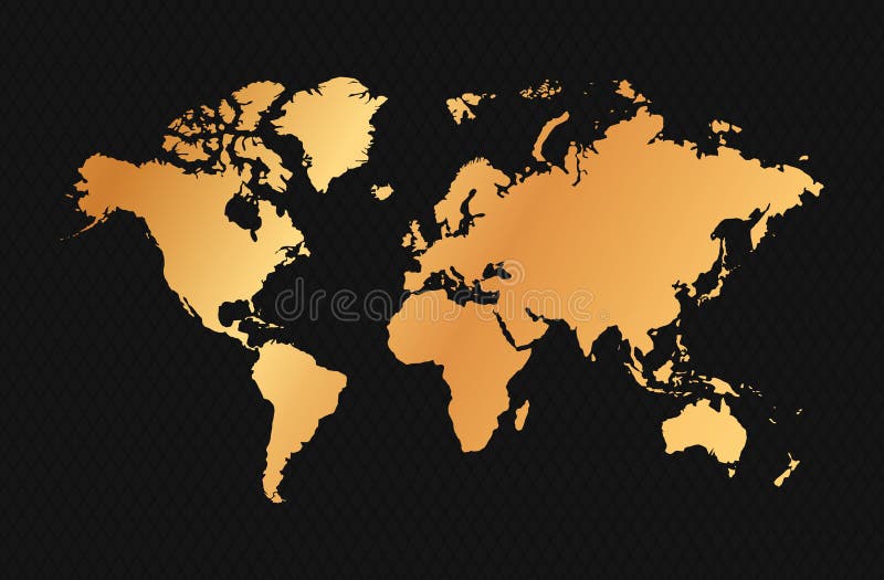 Gold World Map on Transparent Background Stock Illustration ...