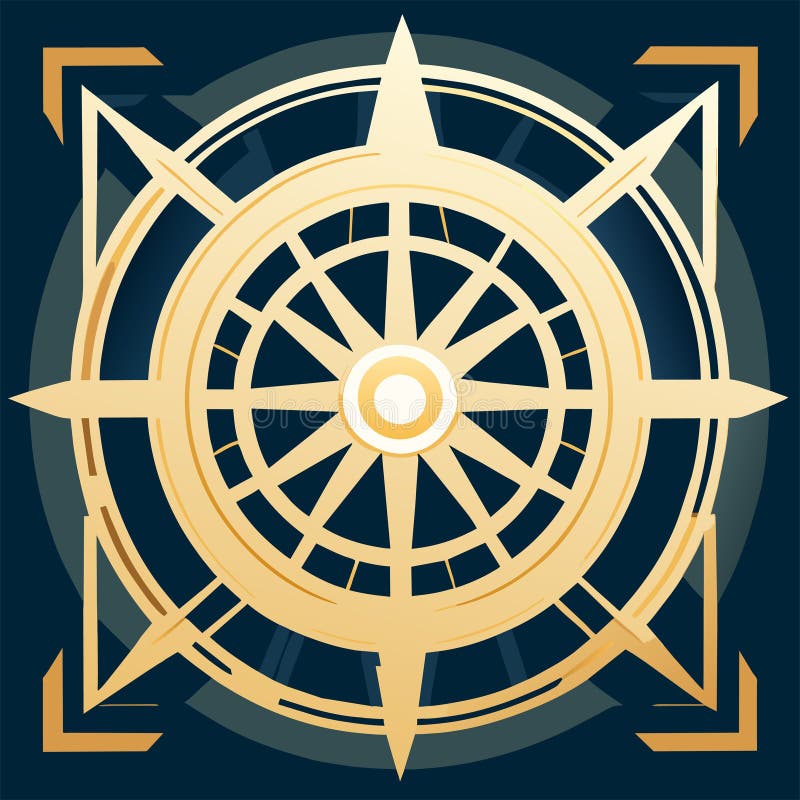 Compass Symbol on Dark Blue Background. Vector Illustration in Flat ...