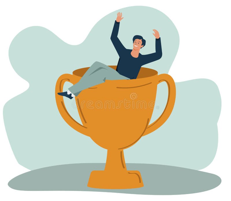 Vector Illustration, Gold Cup Trophy Symbol Icon in Flat Style, Team ...