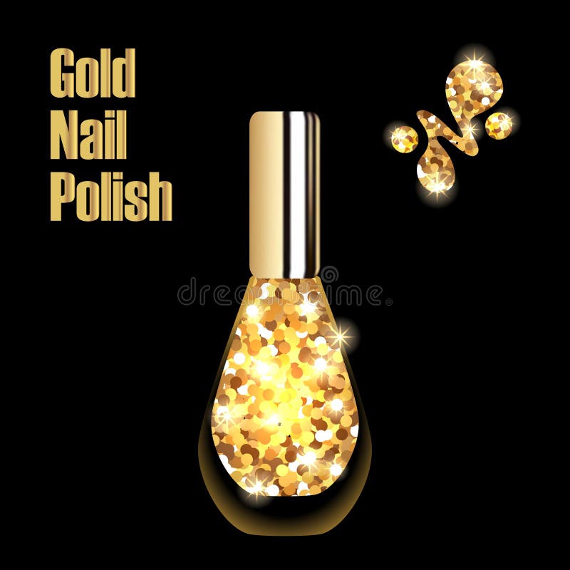 Vector Illustration of Gold Nail Polish Stock Vector - Illustration of ...