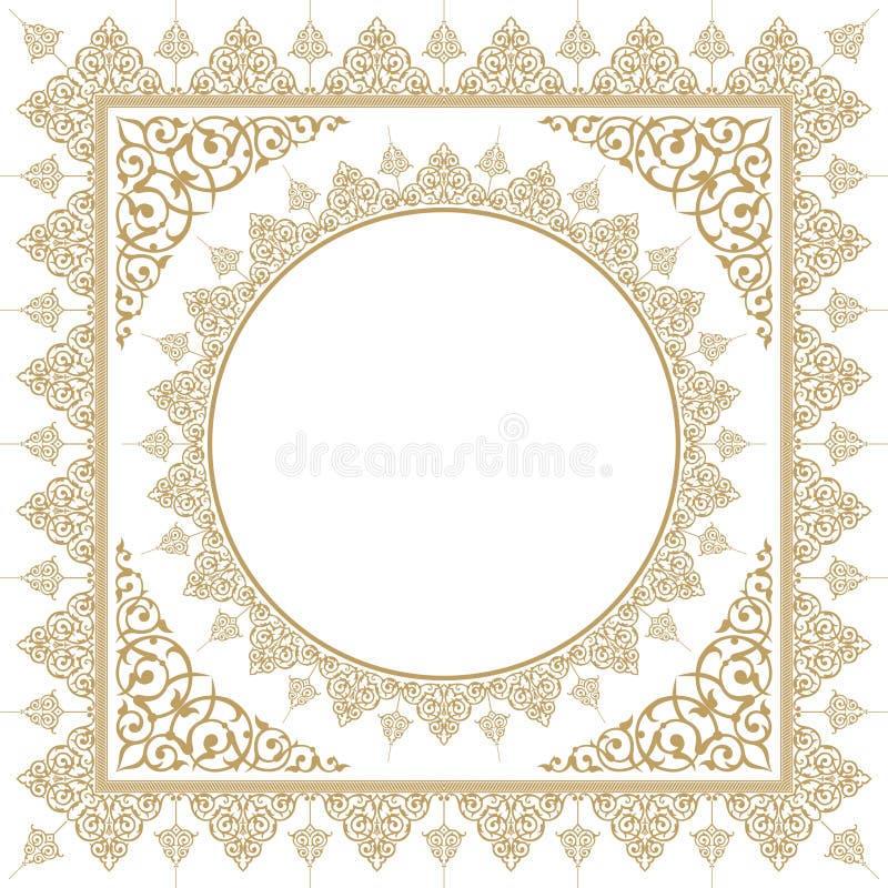 Gold Ornamental Design Pattern on a Square Frame and Round in the ...