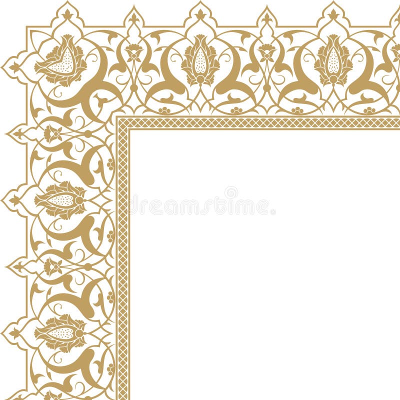 Vector Illustration for Golden Arabic Floral Border. Frame for Corner ...
