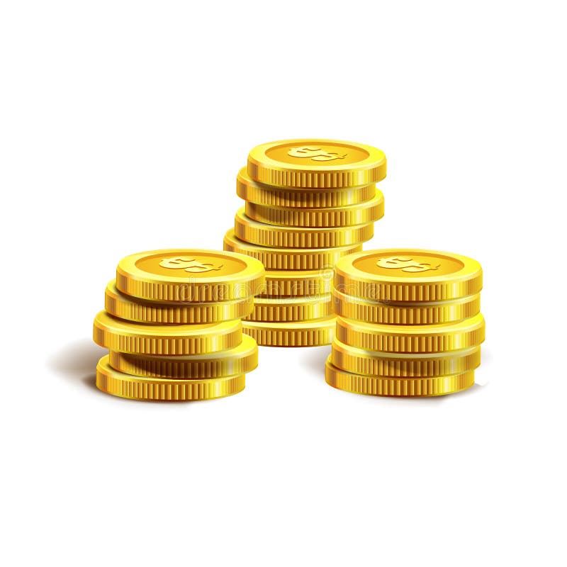 Vector Illustration of Golden Coins. on White Stock Vector ...