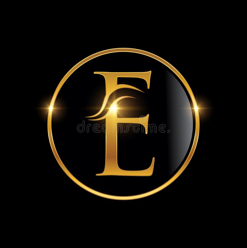 Golden Cursive Luxury Monogram Logo Initial Letter E Stock Vector ...