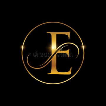 Golden Cursive Luxury Monogram Logo Initial Letter E Stock Vector ...