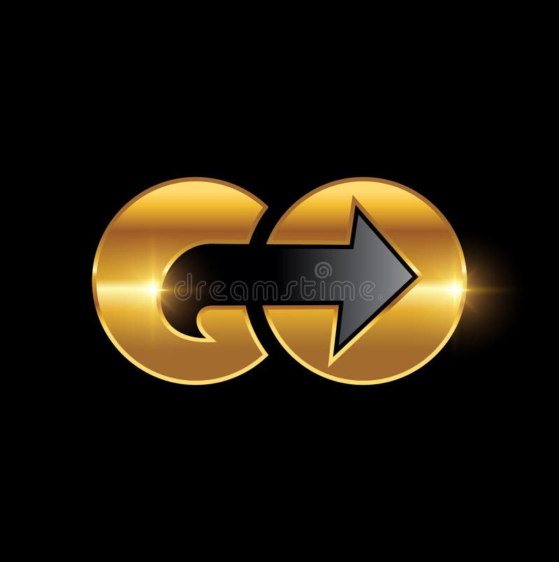 Golden GO and Arrow Logo Sign Stock Vector - Illustration of happy ...