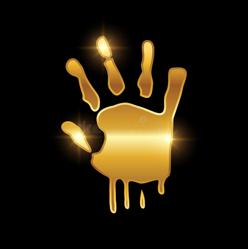 Golden Hand Print Logo Sign Stock Vector - Illustration of blue, icon ...
