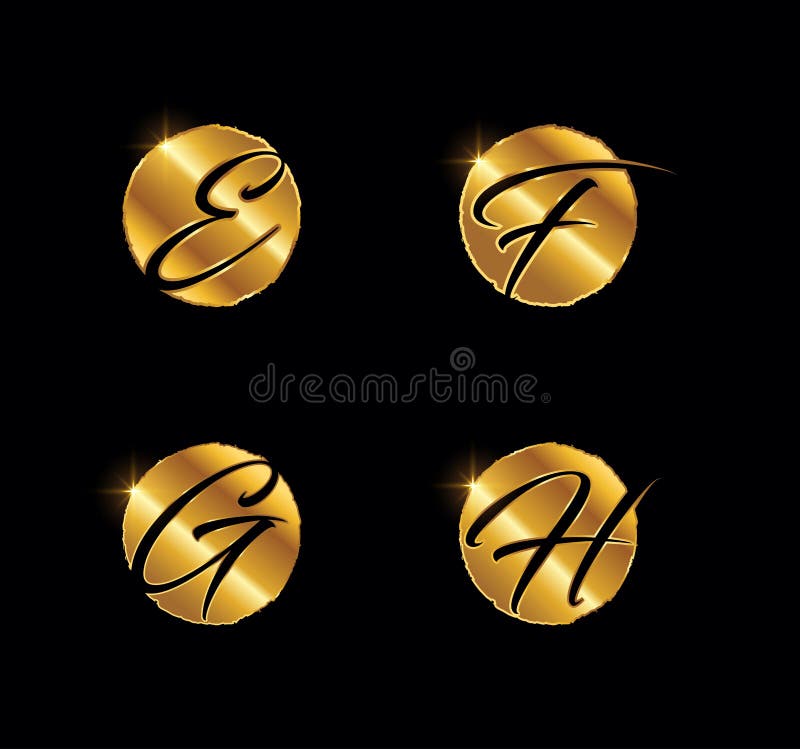 Golden Letter EFGH Monogram Initial Sign Stock Vector - Illustration of ...