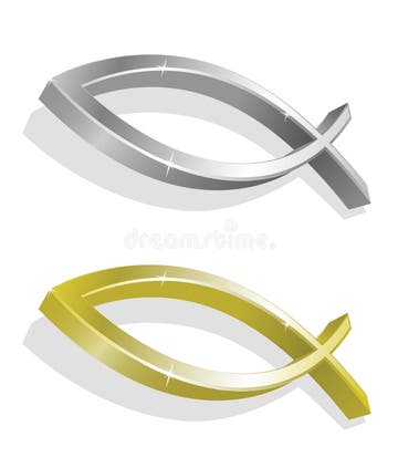 Vector Illustration of Golden and Silver Icthus Stock Vector ...