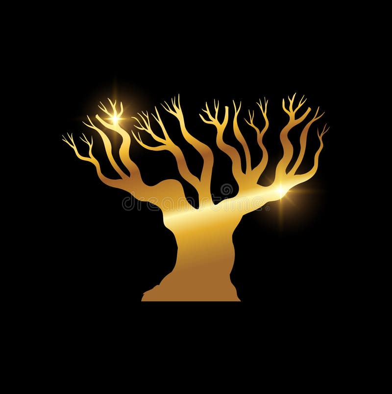 Golden Tree Symbol Logo Sign Stock Vector - Illustration of concept ...