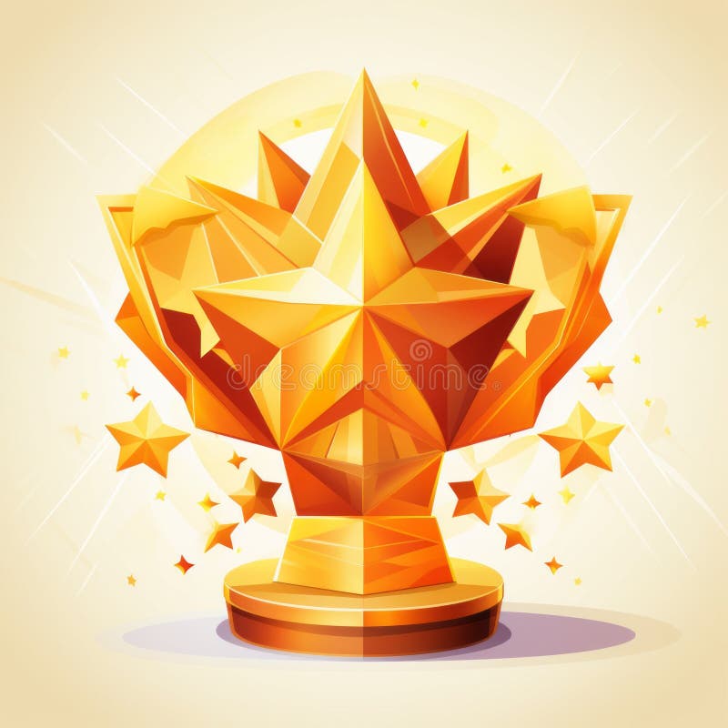 Vector Illustration of a Golden Trophy with Stars Stock Illustration ...