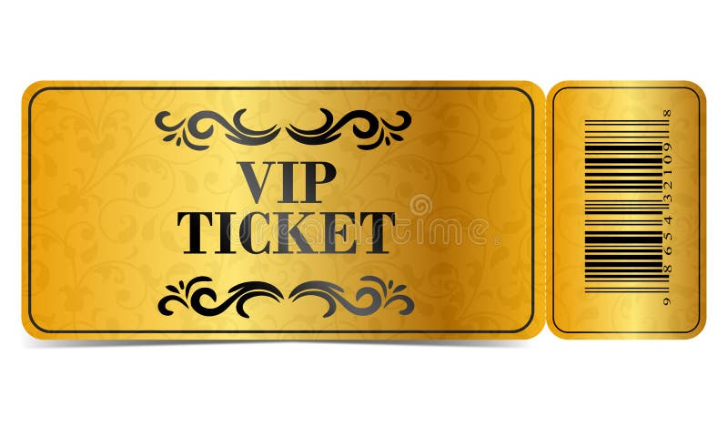 Golden Vip Ticket. Vector Illustration Stock Vector - Illustration of ...