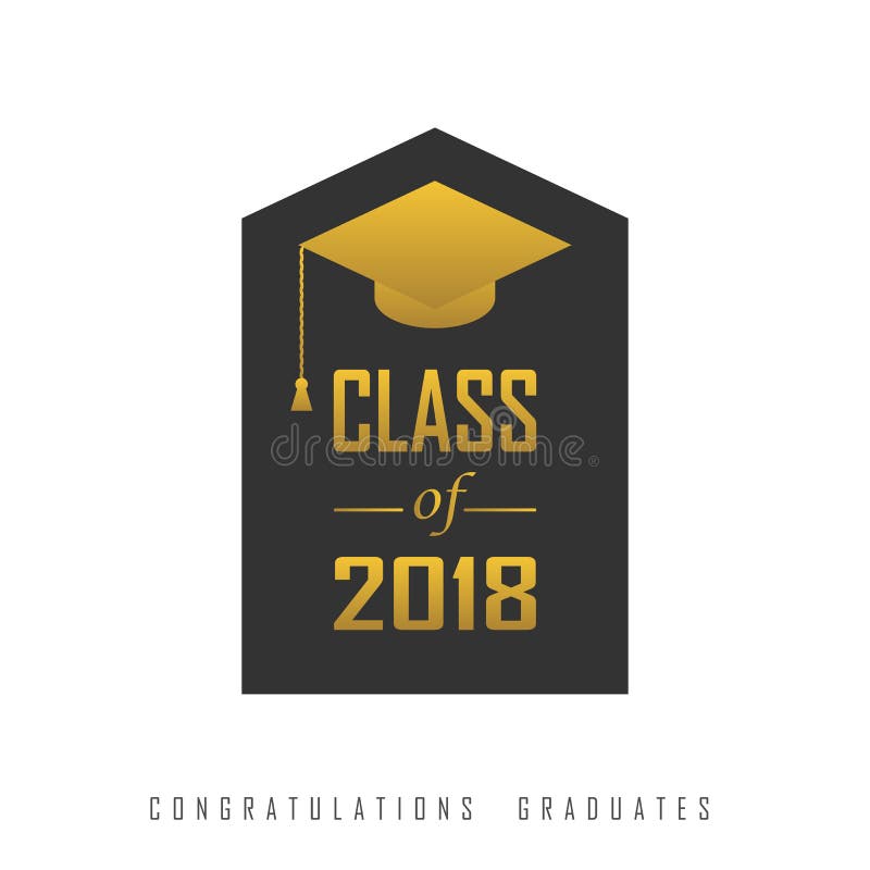 Vector Illustration of a Graduating Class in 2018 Graphics Gold Stock ...