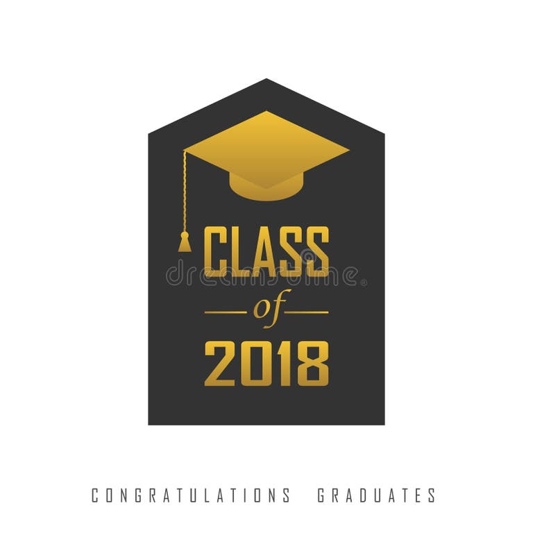 Vector Illustration of a Graduating Class in 2018 Graphics Gold Stock ...