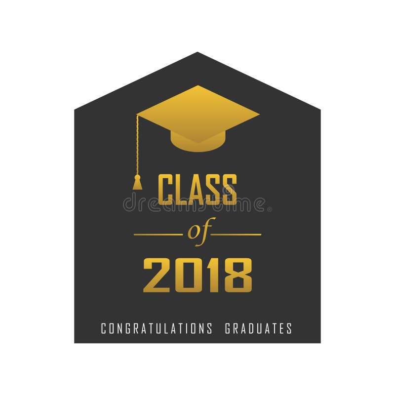 Vector Illustration of a Graduating Class in 2018 Graphics Gold Stock ...
