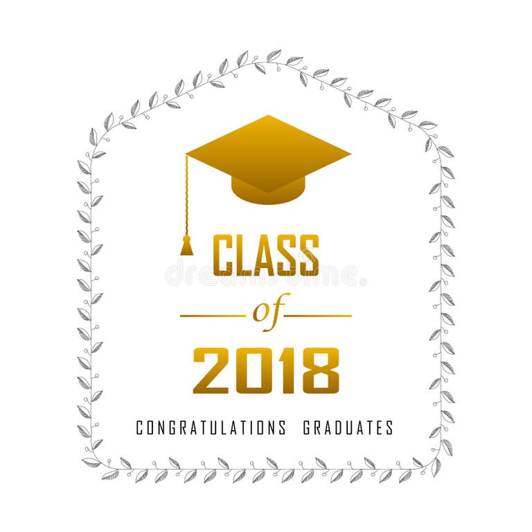 Vector Illustration of a Graduating Class in 2018 Graphics Gold Stock ...