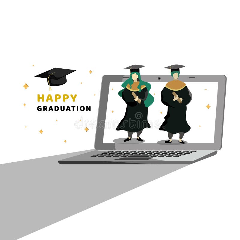 Vector Illustration of Graduation, Female Graduation Illustration and ...