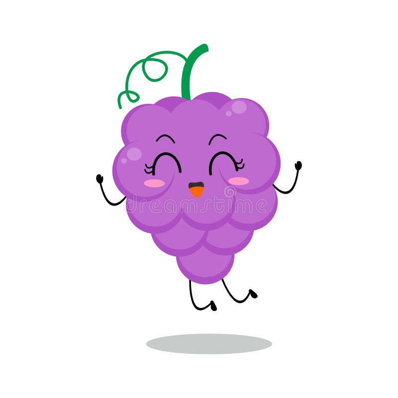 Vector Illustration of Grape Character with Cute Expression, Jump ...