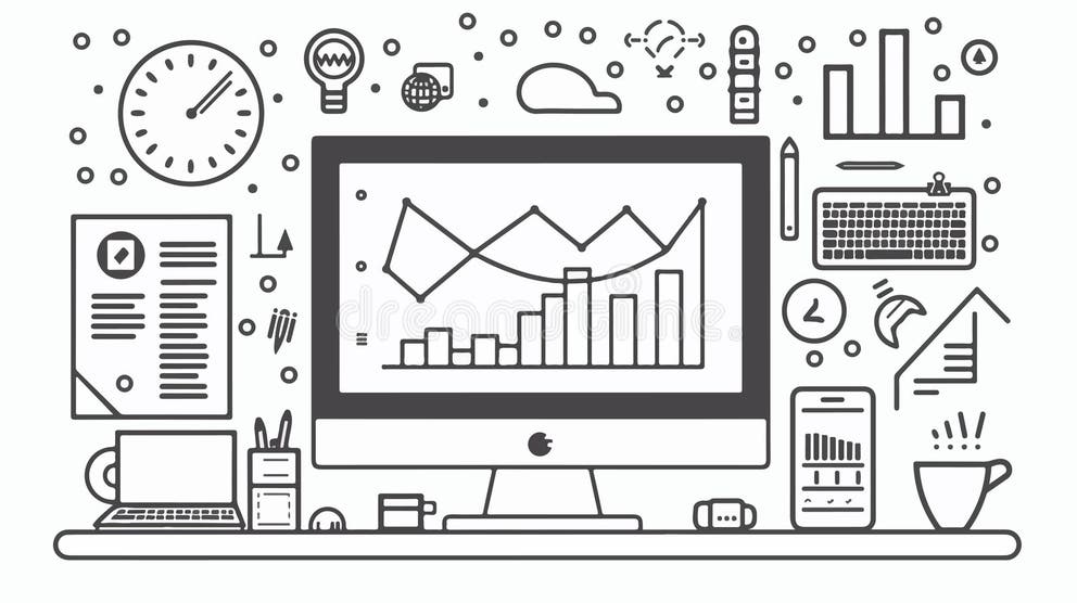 Professional Graphical Statistic Report Outline Icon for Business ...