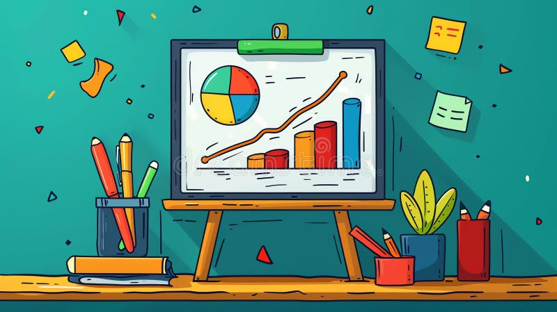 Vector Illustration Graph in White Board, Bussines Strategy Planing in ...
