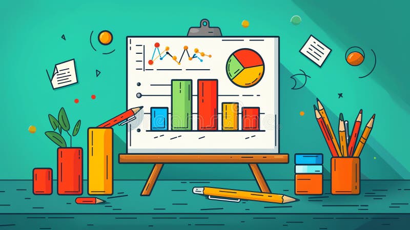 Vector Illustration Graph in White Board, Bussines Strategy Planing in ...