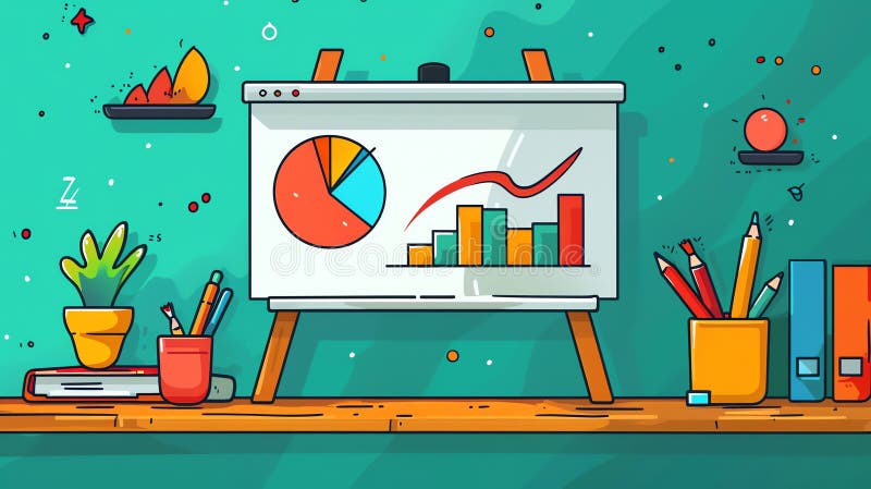 Vector Illustration Graph in White Board, Bussines Strategy Planing in ...