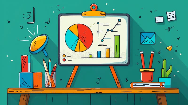 Vector Illustration Graph in White Board, Bussines Strategy Planing in ...