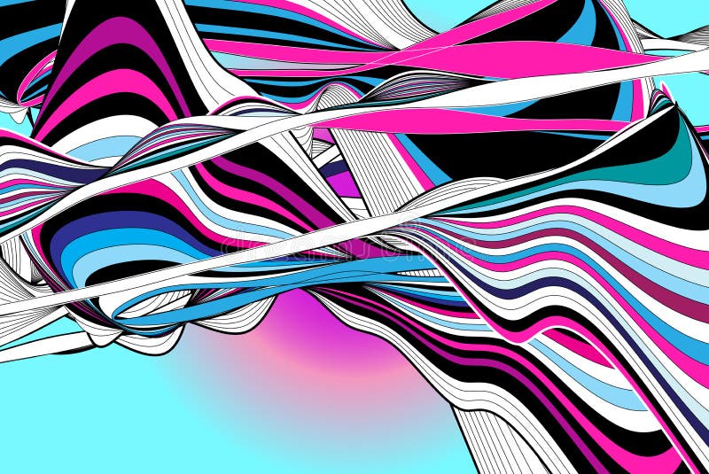 Vector Illustration with Graphic Linear Waves Stock Illustration ...