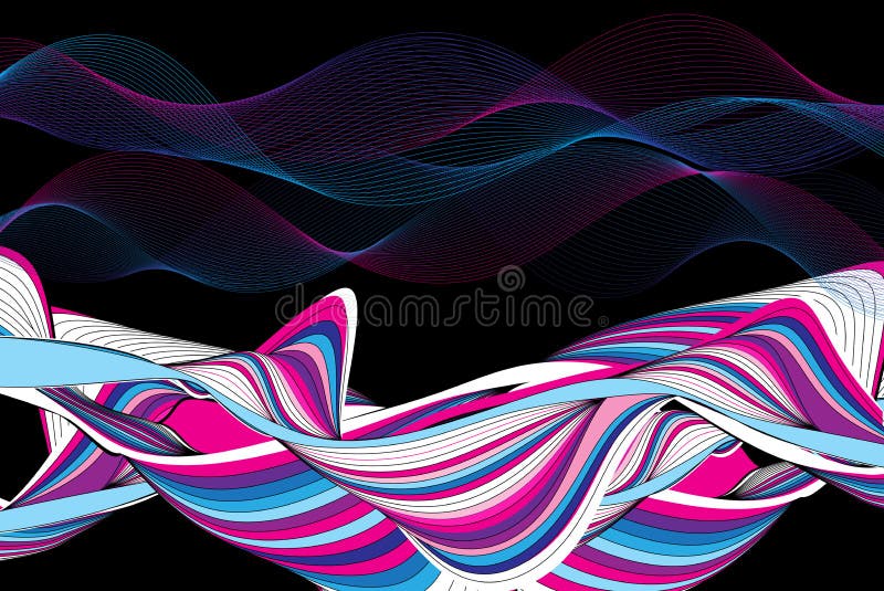 Vector Illustration with Graphic Linear Waves Stock Illustration ...