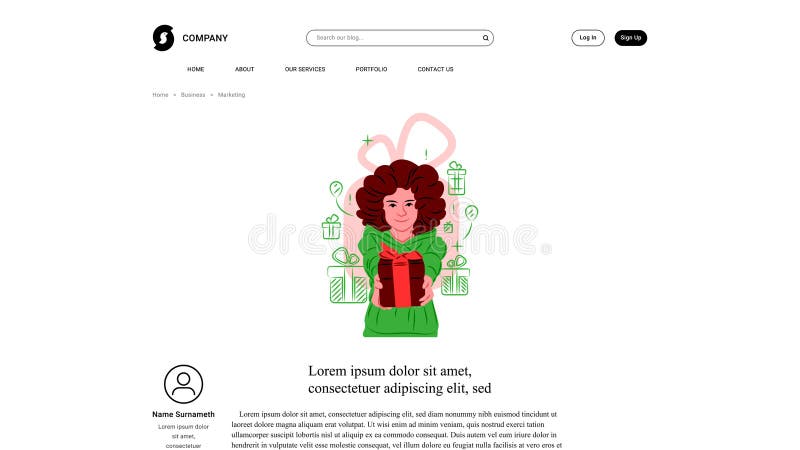 Vector Girl Giving Gift in Shadow of Sharp Lines Style . Editable ...