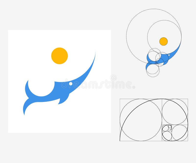 Vector Swordfish in Golden Ratio Style. Editable Illustration Stock ...