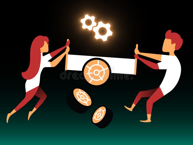 Vector Work Together in Gradient Style. Editable Illustration Stock ...