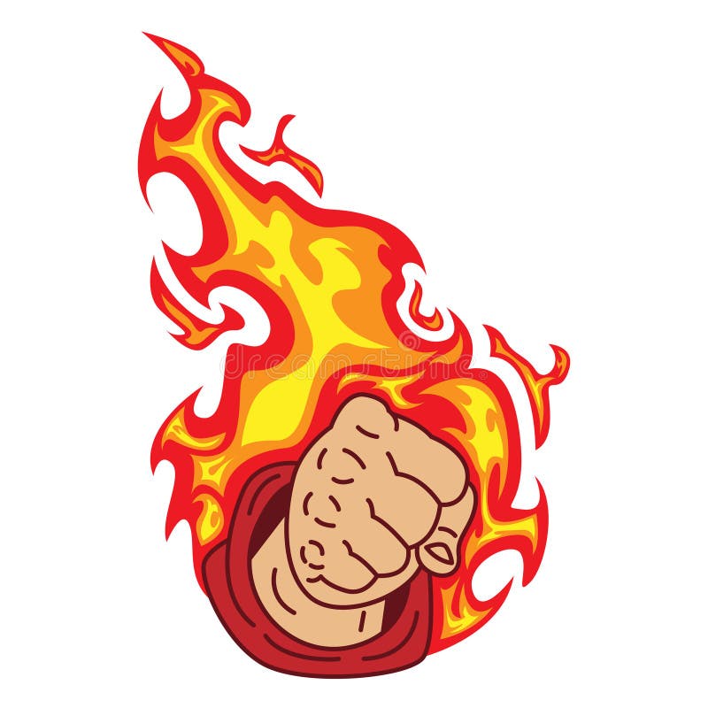 Vector Illustration of a Grasping Hand with a Burning Fire Stock Vector ...