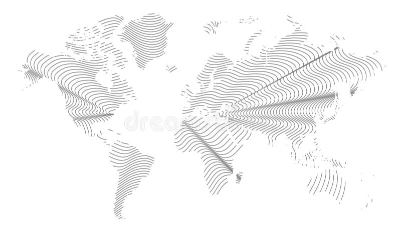 Vector Illustration of Gray Colored Striped World Map Stock Vector ...