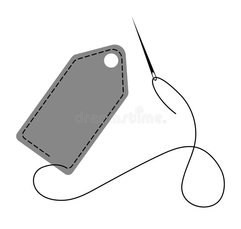 Vector Illustration of Hand Made Label Decorated with Stitch Made by ...