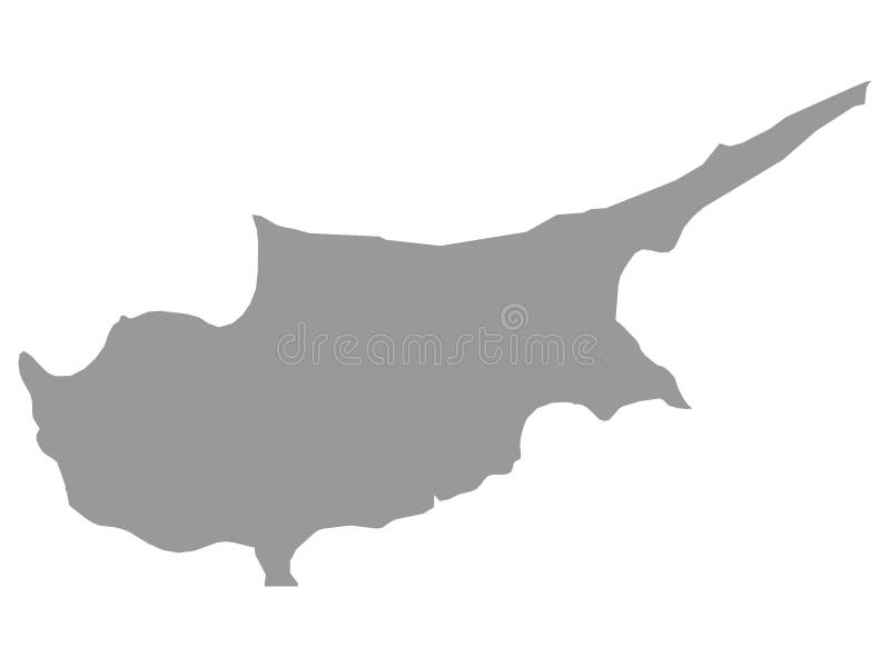 Gray Map of Cyprus on White Background Stock Vector - Illustration of ...