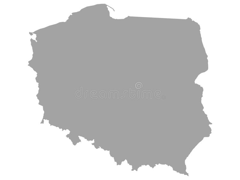 Gray Map of Poland on White Background Stock Vector - Illustration of ...