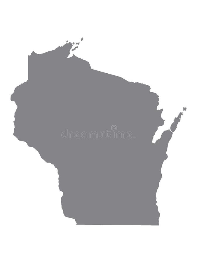 Gray Map of the USA State of Wisconsin Stock Vector - Illustration of ...