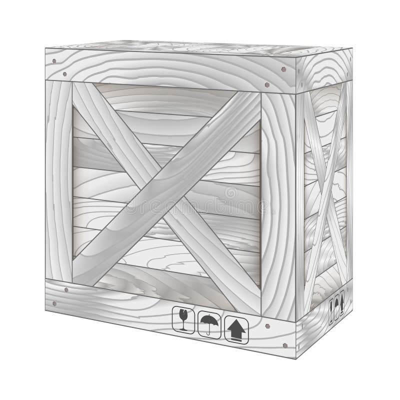 Vector of Gray Wooden Box on White Stock Vector - Illustration of case ...