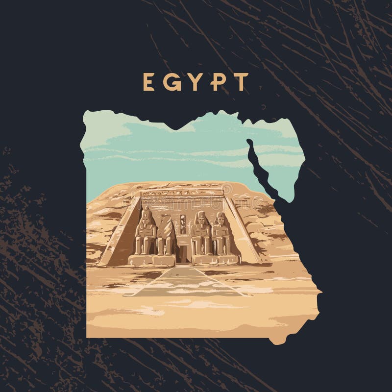 Vector Illustration of the Great Sphinx in Giza Inscribed on the Map of ...