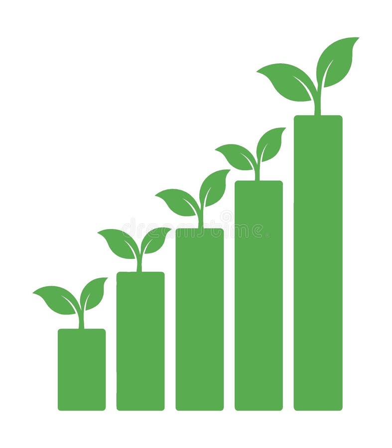 Green Business Growth Chart with Plants Stock Vector - Illustration of ...